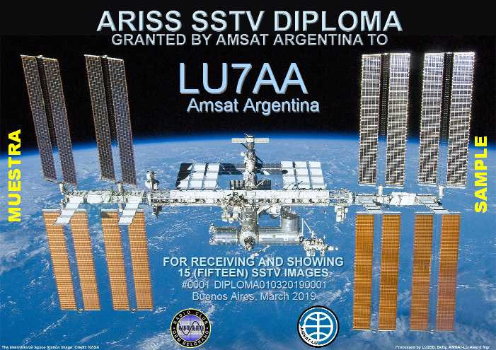 ISS SSTV Diploma from Amsat-LU